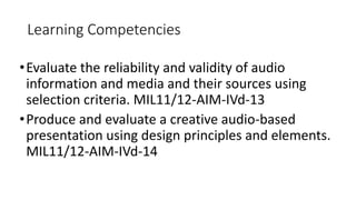 Audio Information and MEdia.pptx | Digital Audio | Computer Software ...
