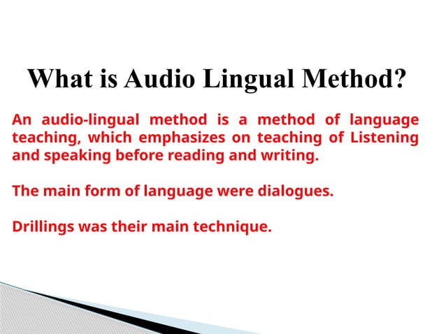 Audio Lingual Method IN English language teaching method | PPT