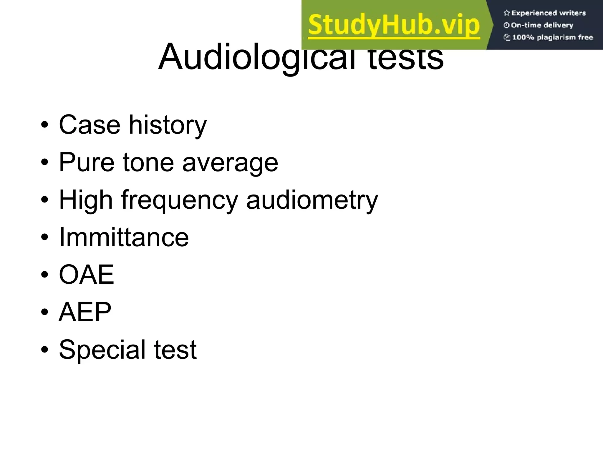 Audiological Tests For NIHL | PDF