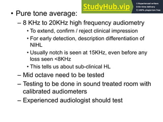 Audiological Tests For NIHL | PDF
