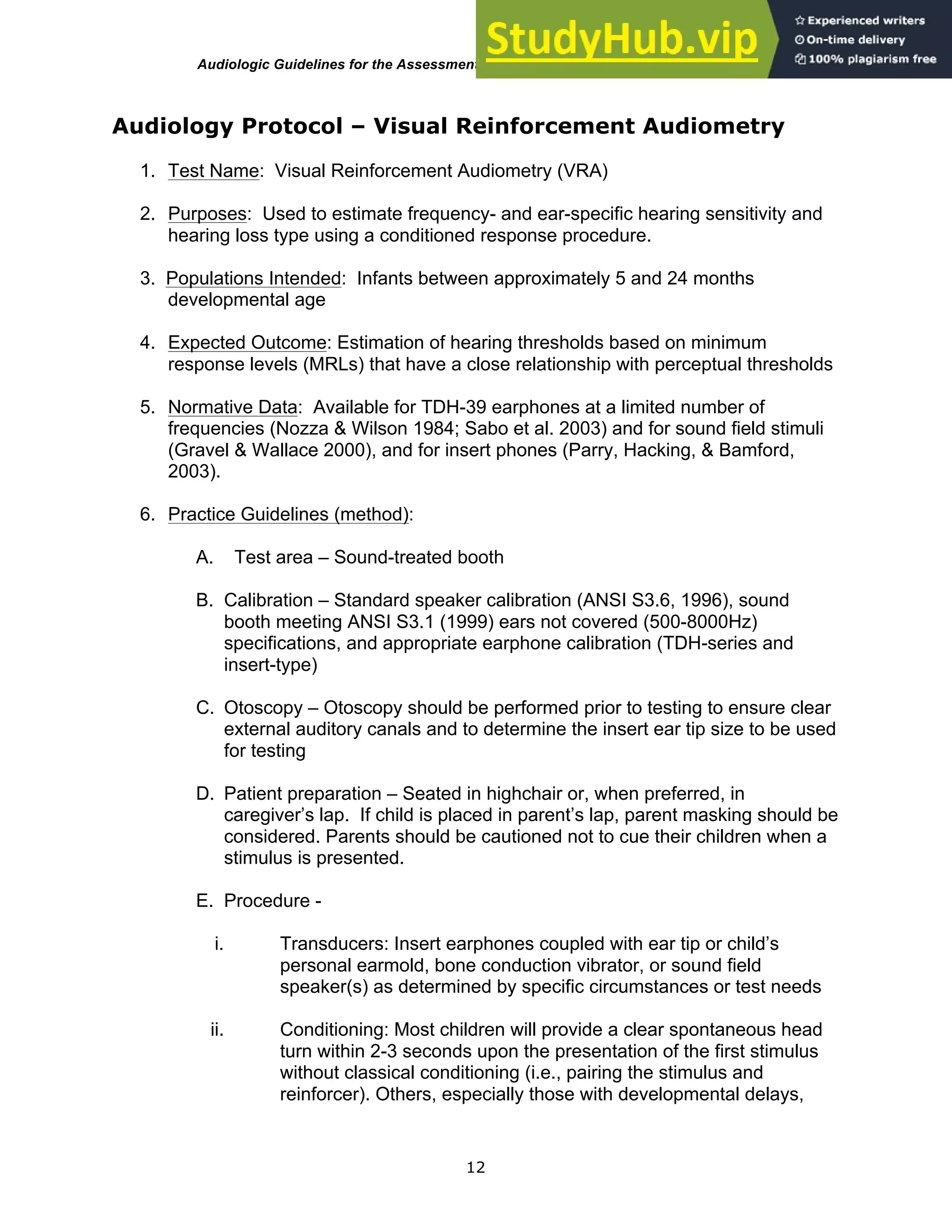 Audiologic Guidelines For The Assessment Of Hearing In Infants And ...