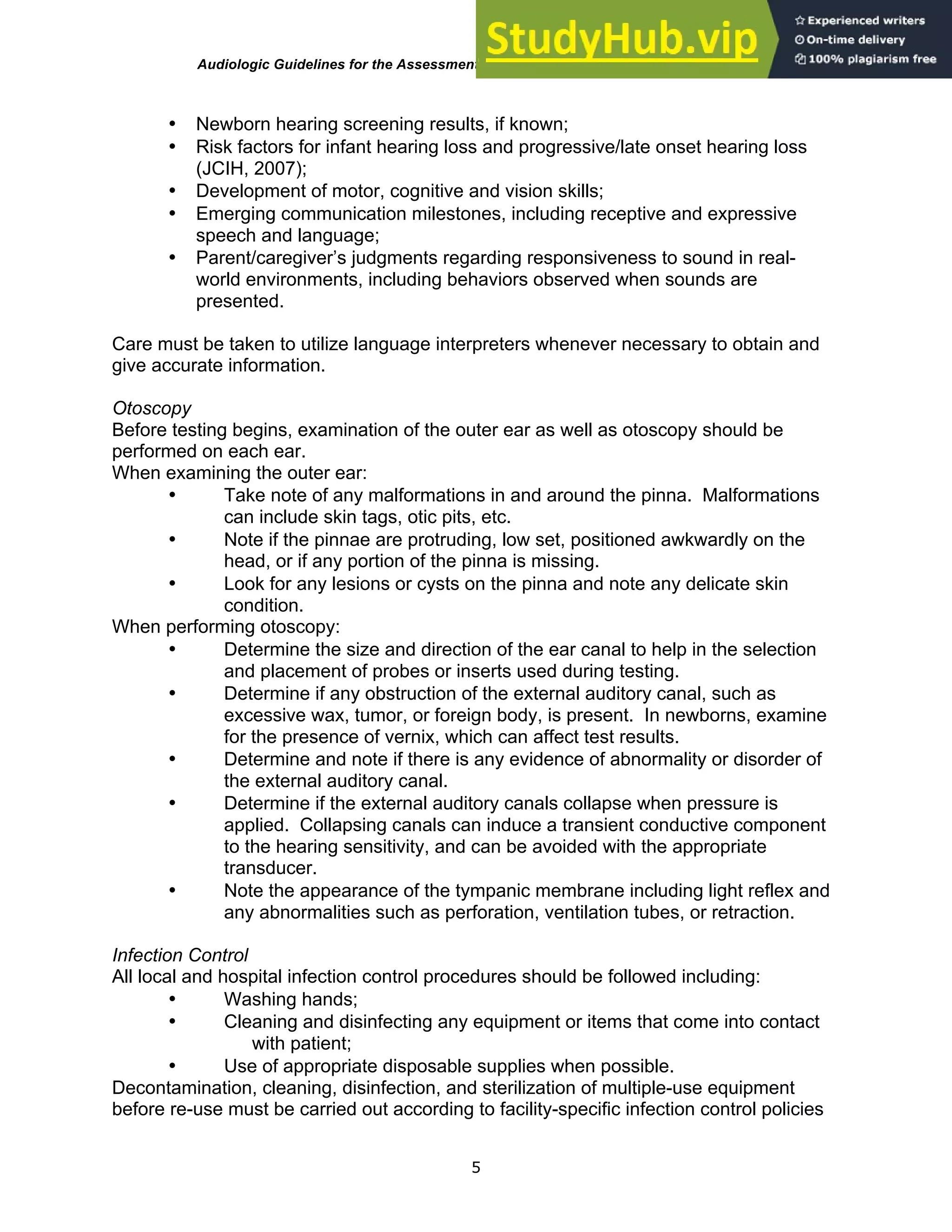 Audiologic Guidelines For The Assessment Of Hearing In Infants And ...