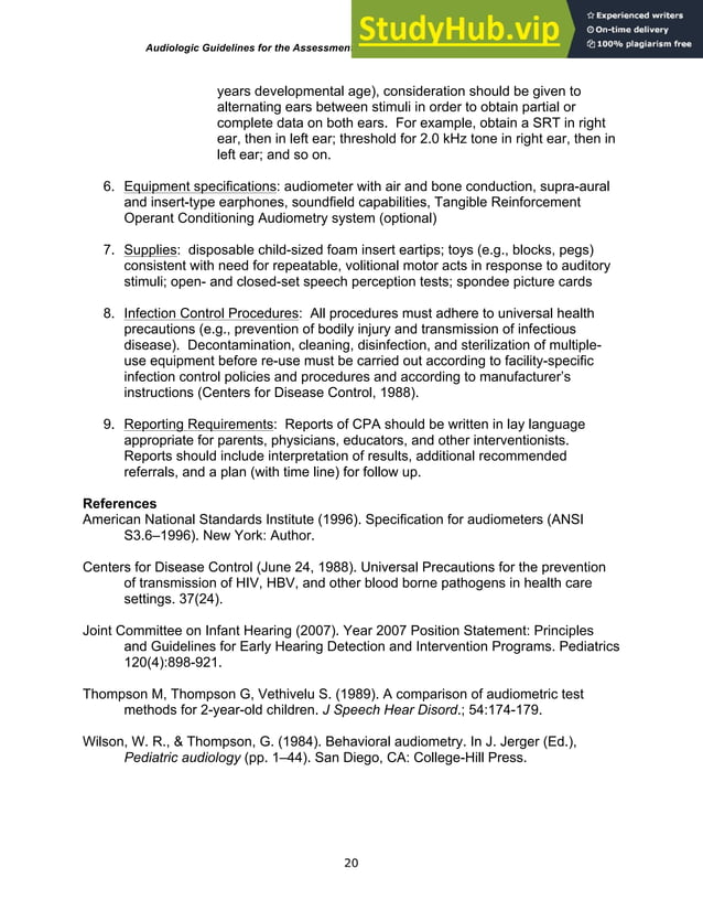 Audiologic Guidelines For The Assessment Of Hearing In Infants And ...