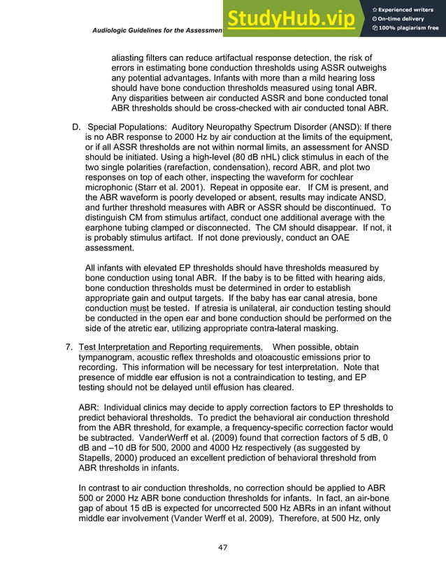 Audiologic Guidelines For The Assessment Of Hearing In Infants And ...