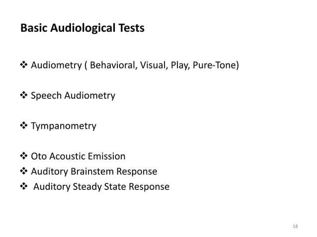 Audiological tests of hearing assessment | PPTX