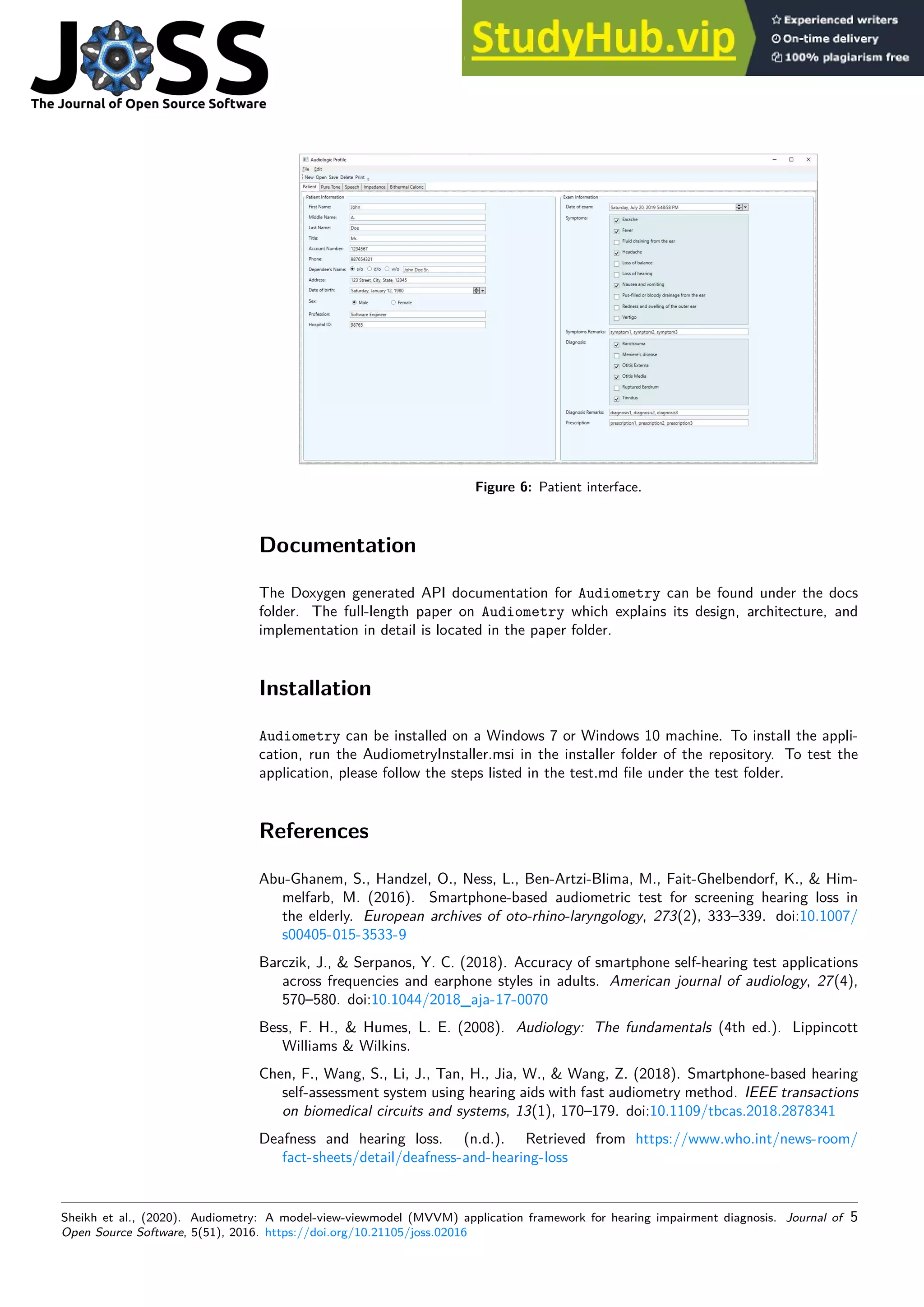 Audiometry A Model-View-Viewmodel (MVVM) Application Framework For Hearing Impairment Diagnosis ...