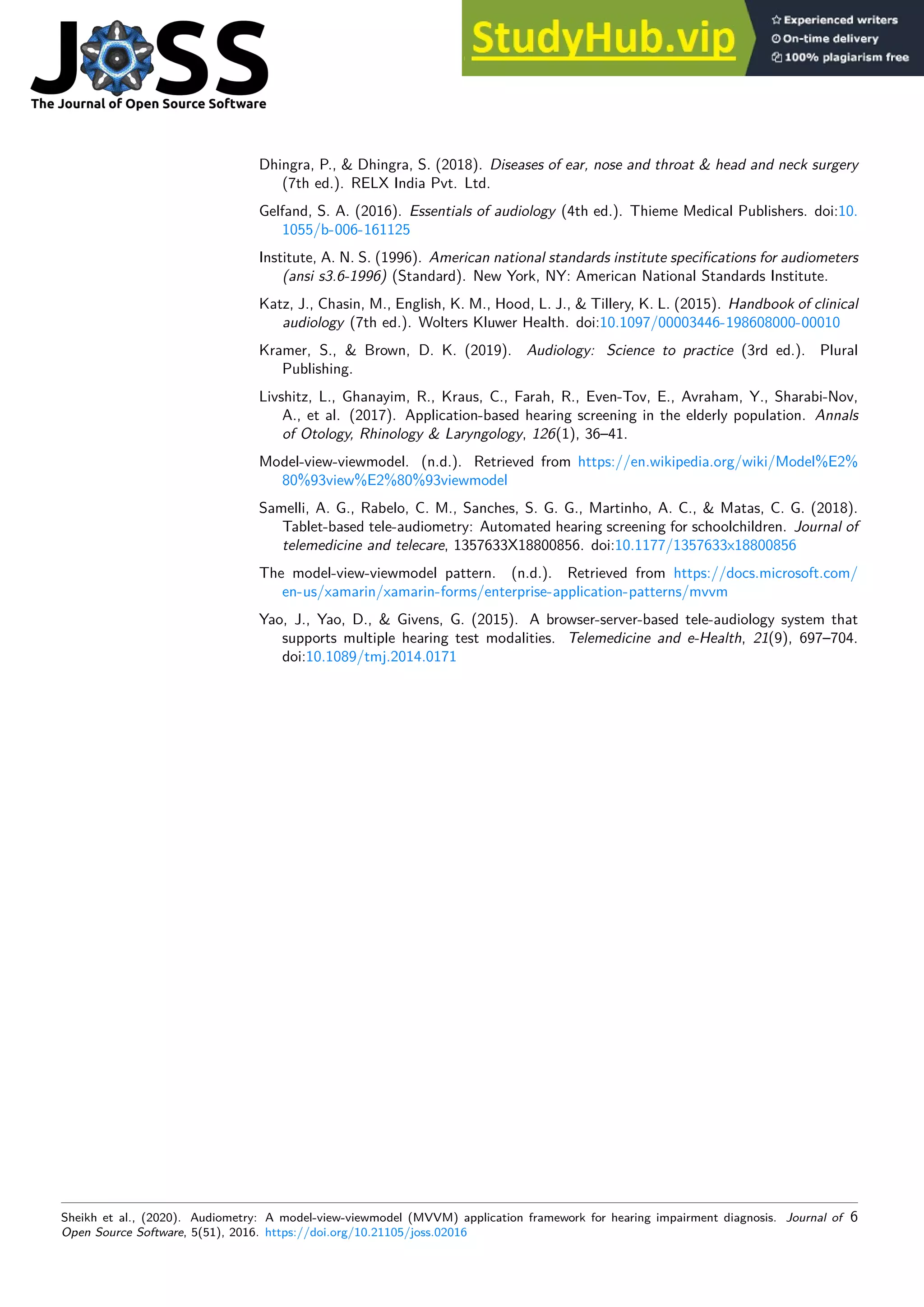 Audiometry A Model-View-Viewmodel (MVVM) Application Framework For ...