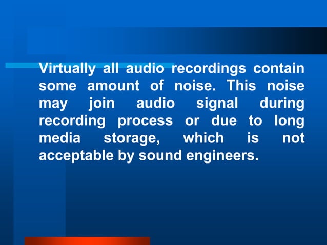 Audio noise reduction techniques | PPTX