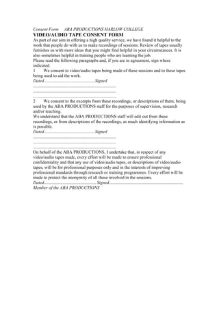 Audio permission aba productions media | DOCX