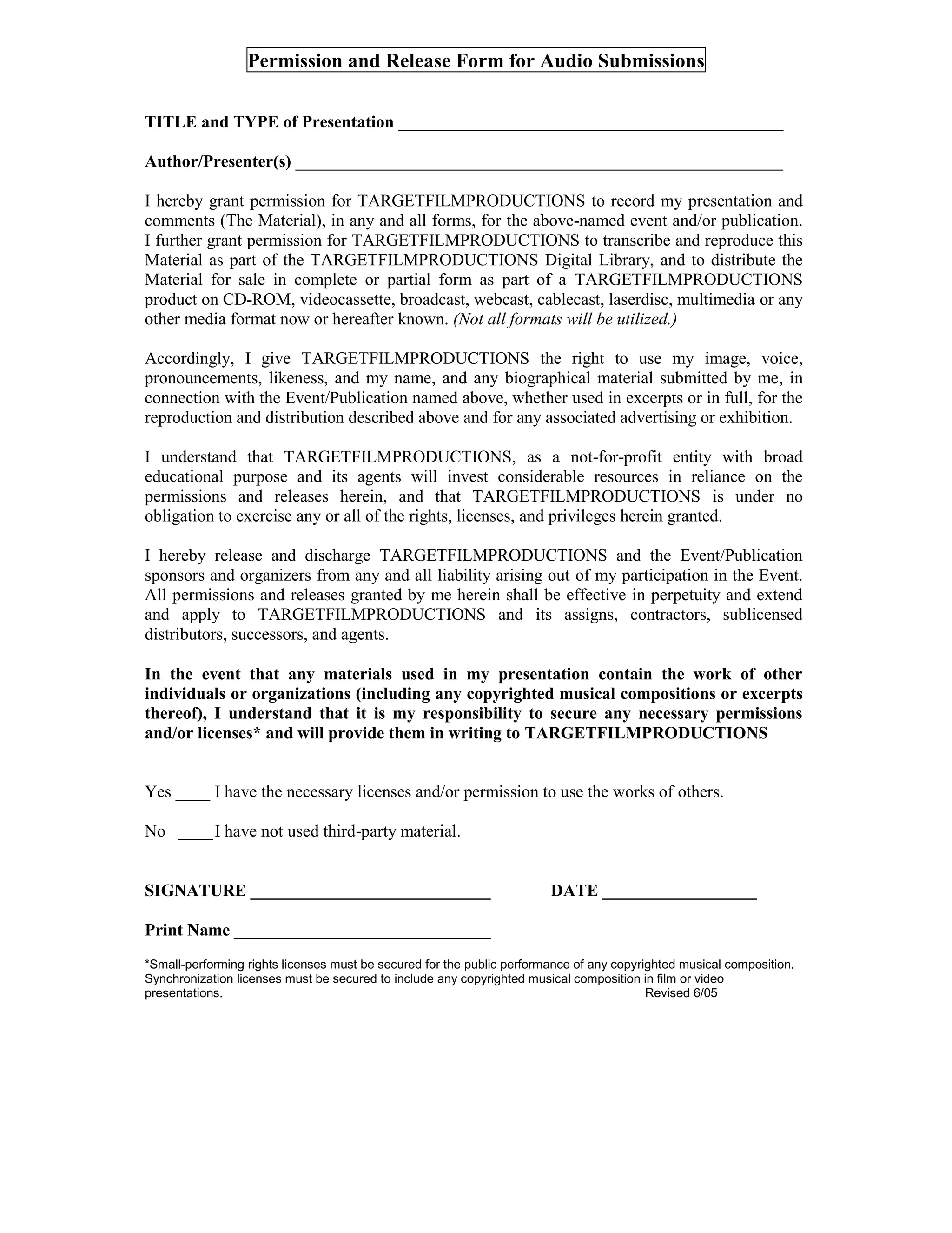 Audio permission document 1 | DOC