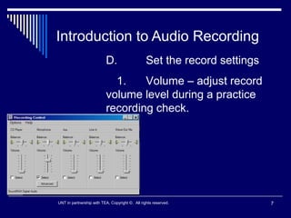 Audio Recording | PPT | Free Download