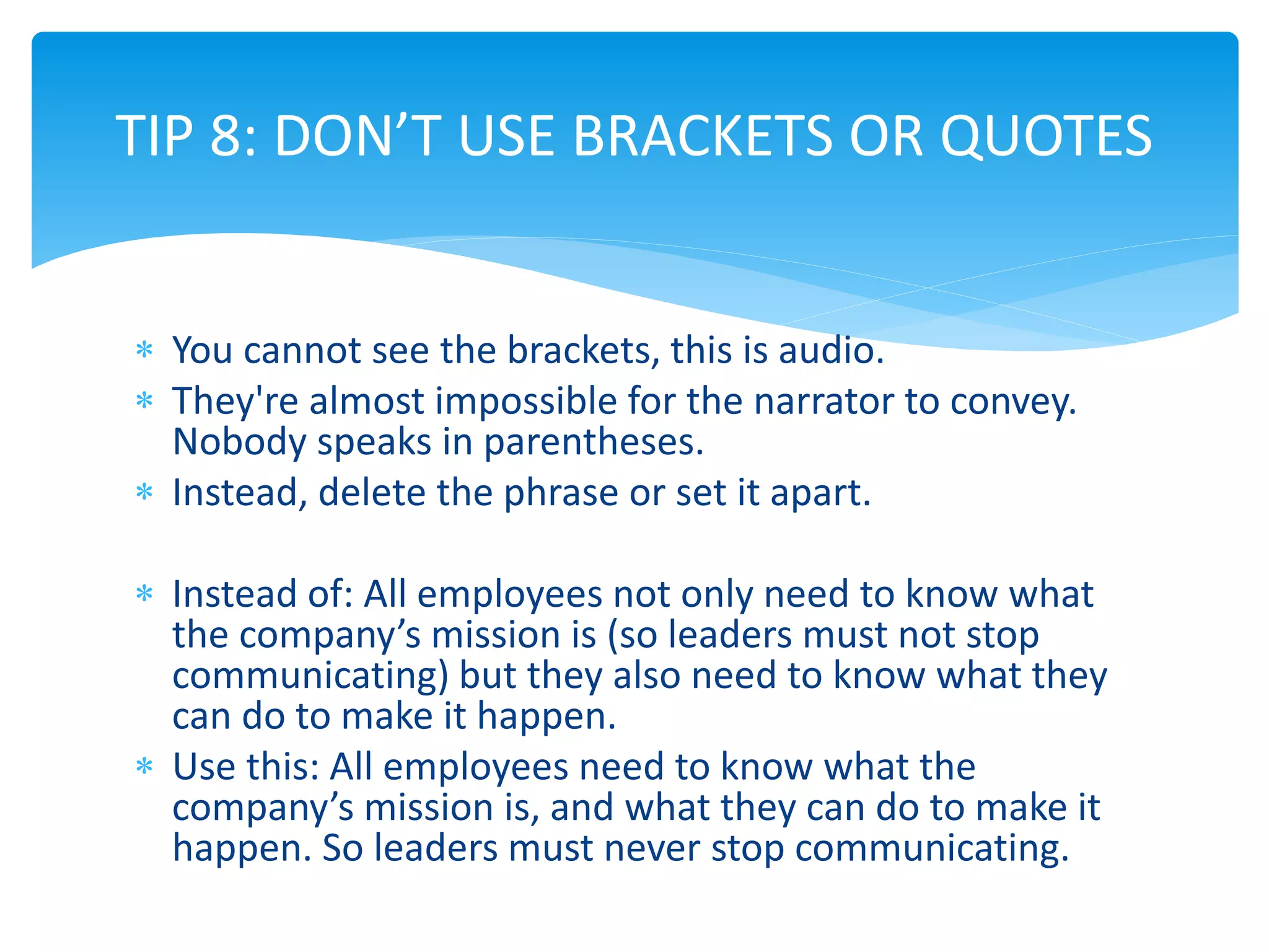 Audio script writing guide | PPTX