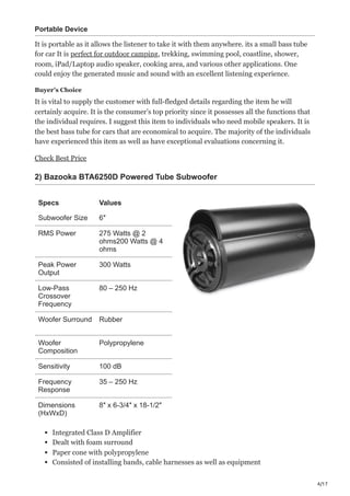 Best Bass Tube for Cars with Amplifier | PDF