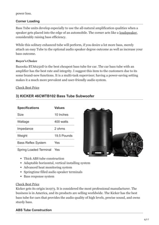 Best Bass Tube for Cars with Amplifier | PDF