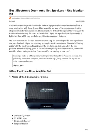 Best Electronic Drum Amp Set Speakers Use Monitor Kit | PDF