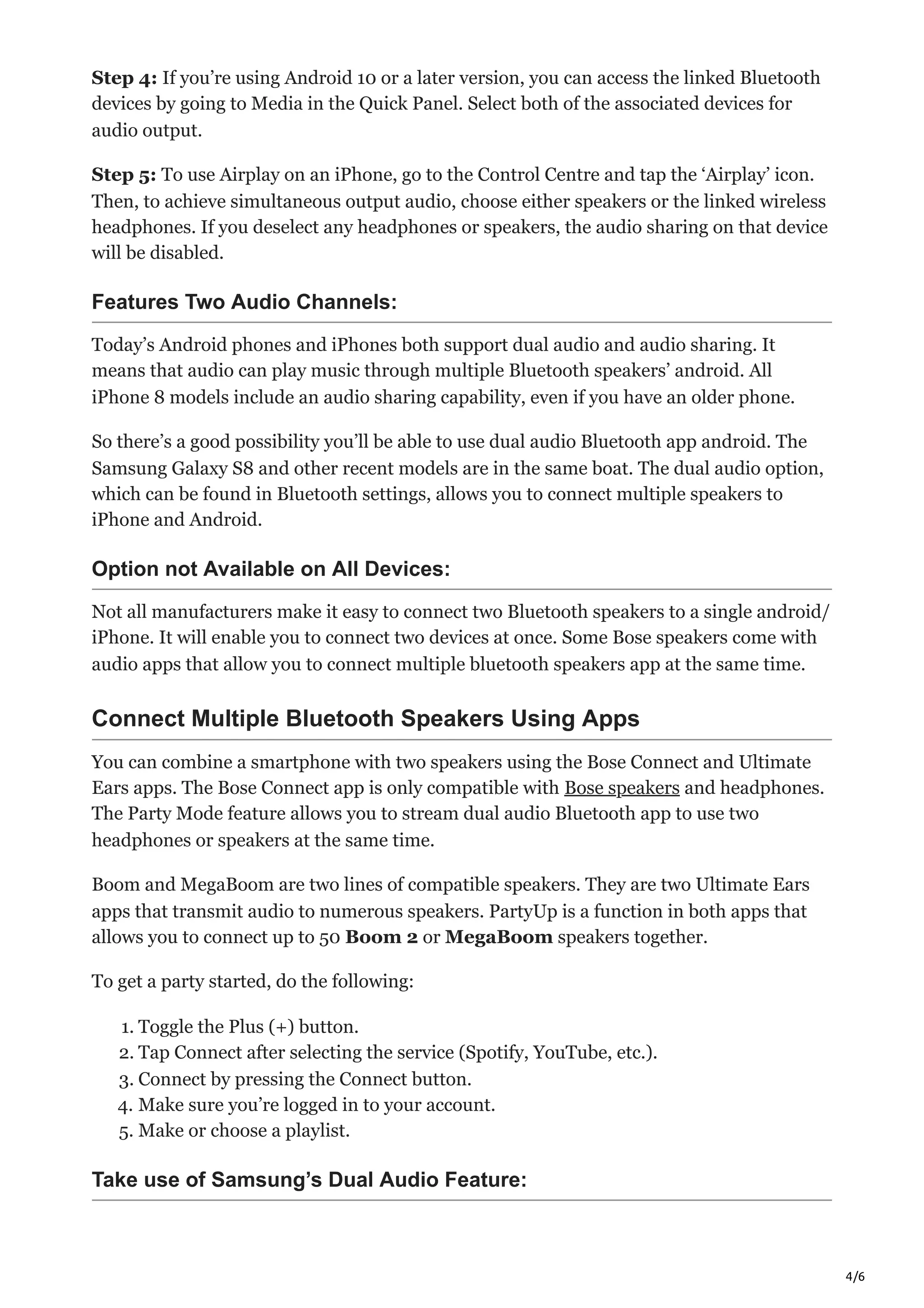 How to Connect Multiple Bluetooth Speakers to Android Apps | PDF