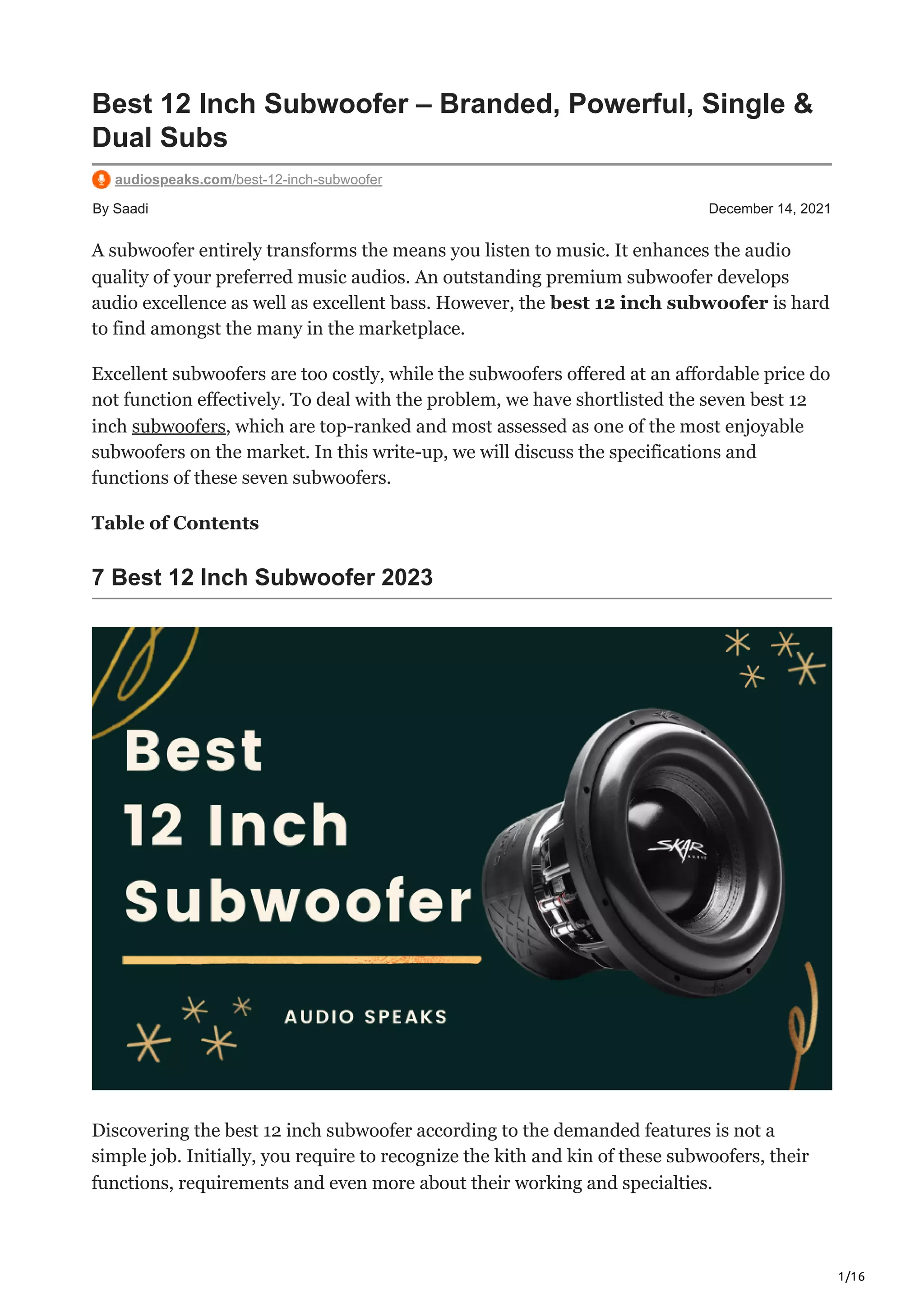 Best 12 Inch Subwoofer Branded Powerful Single amp Dual Subs | PDF | Digital Audio | Computer ...