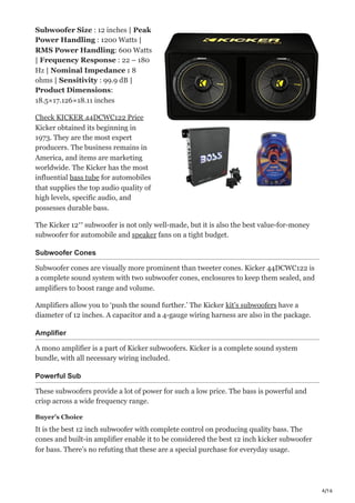 Best 12 Inch Subwoofer Branded Powerful Single amp Dual Subs | PDF ...