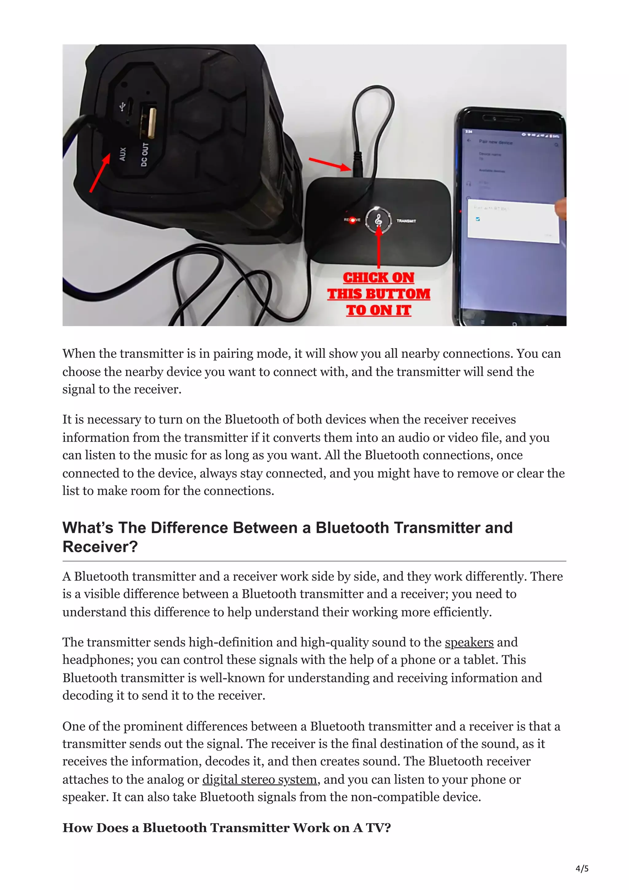 How Does Bluetooth Transmitter and Receiver Works | PDF