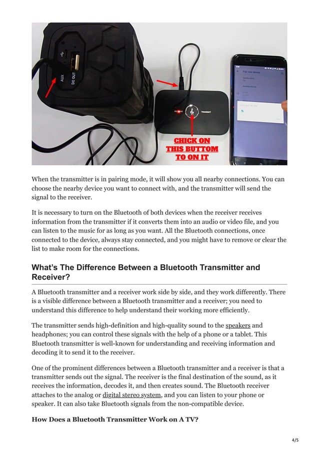 How Does Bluetooth Transmitter and Receiver Works | PDF