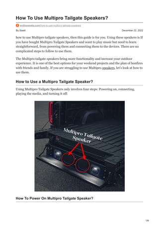 How To Use Multipro Tailgate Speakers | PDF