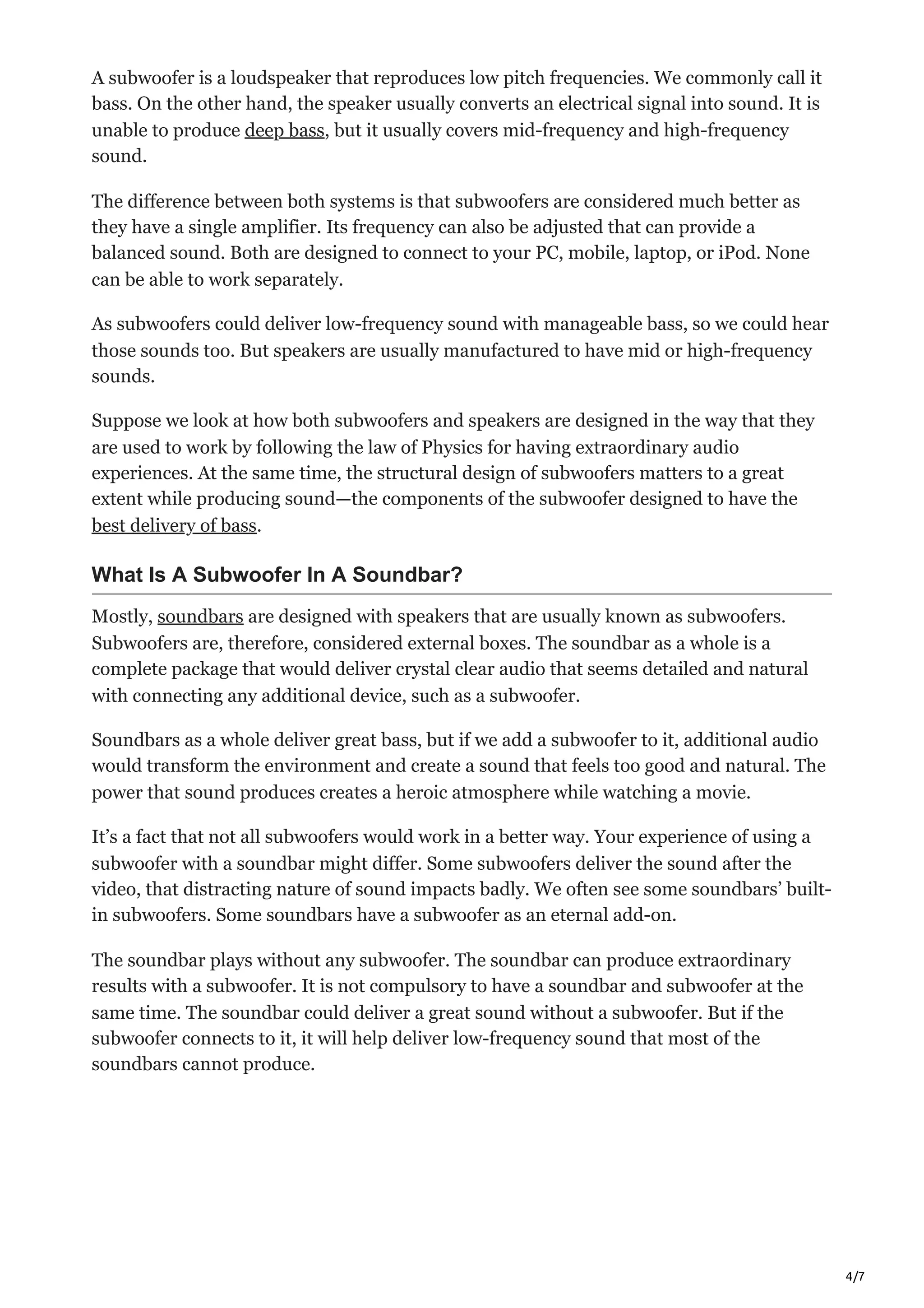 What Is a Subwoofer Work Purpose and Usage | PDF