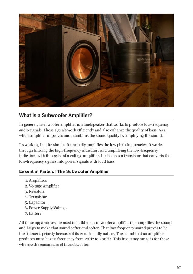 What Is a Subwoofer Work Purpose and Usage | PDF