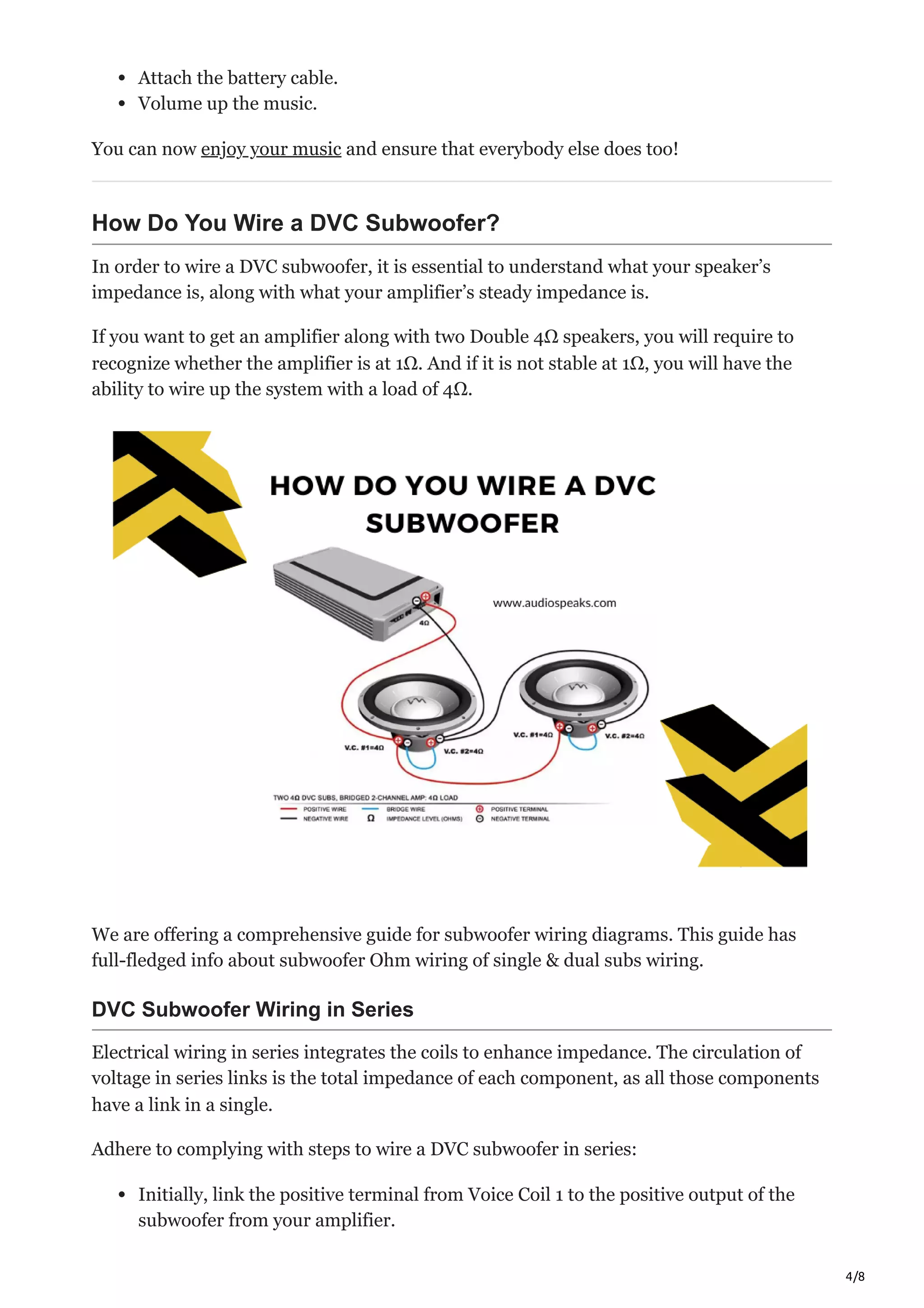 How to Hook up Subwoofer Wiring with Diagrams | PDF