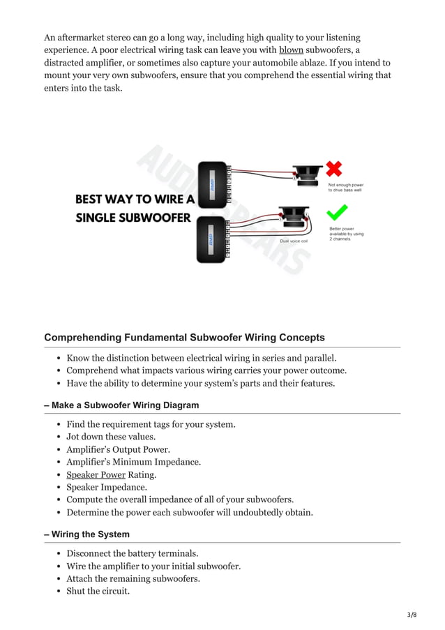 How to Hook up Subwoofer Wiring with Diagrams | PDF