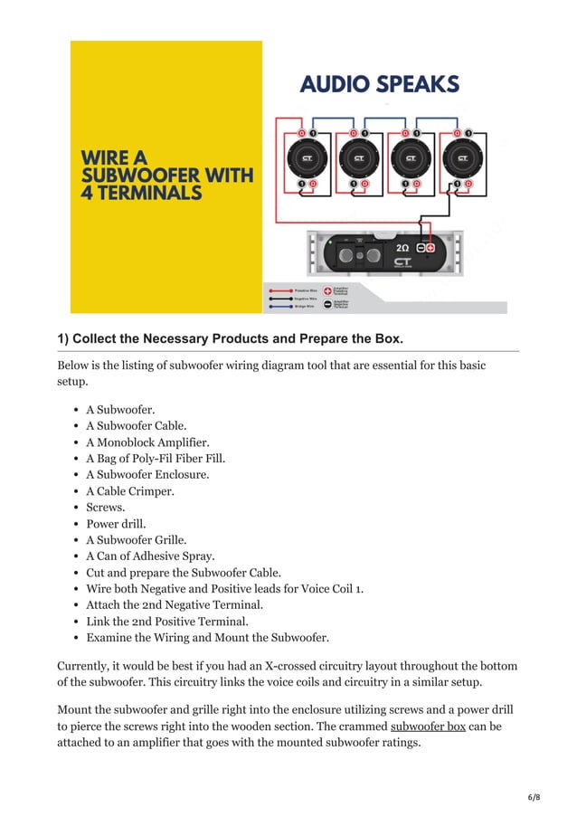 How to Hook up Subwoofer Wiring with Diagrams | PDF