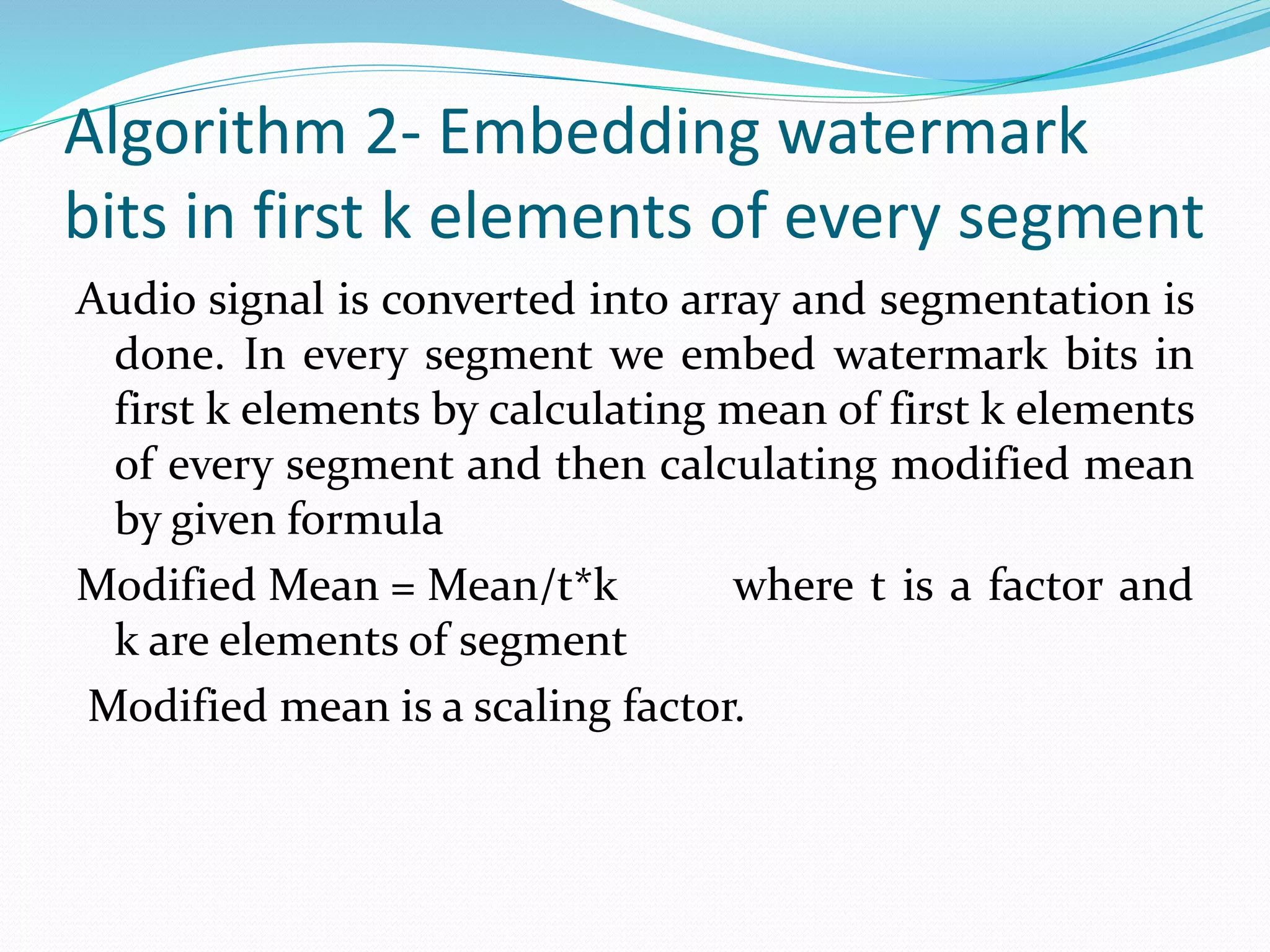 Audio steganography algorithms | PPTX