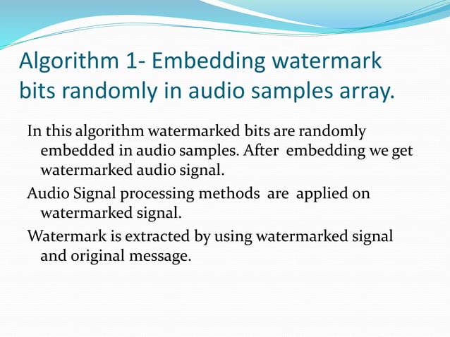 Audio steganography algorithms | PPTX