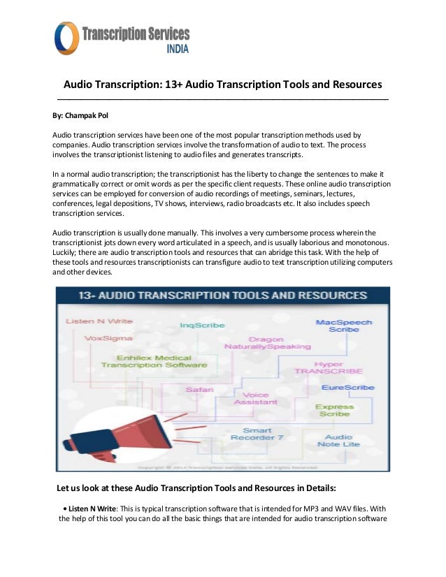 Audio transcription 13+ audio transcription tools and resources Audio transcription 13+ audio transcription tools and resources