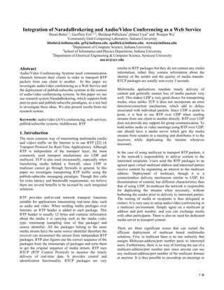 Audio/Video Conferencing over Publish/Subscribe Messaging Systems | PDF