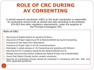 Audio video consenting process and role of CRC or PI during av ...