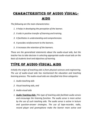 Audio visual aids | DOC | Education