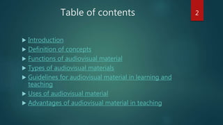 Audiovisual materials slide | PPTX