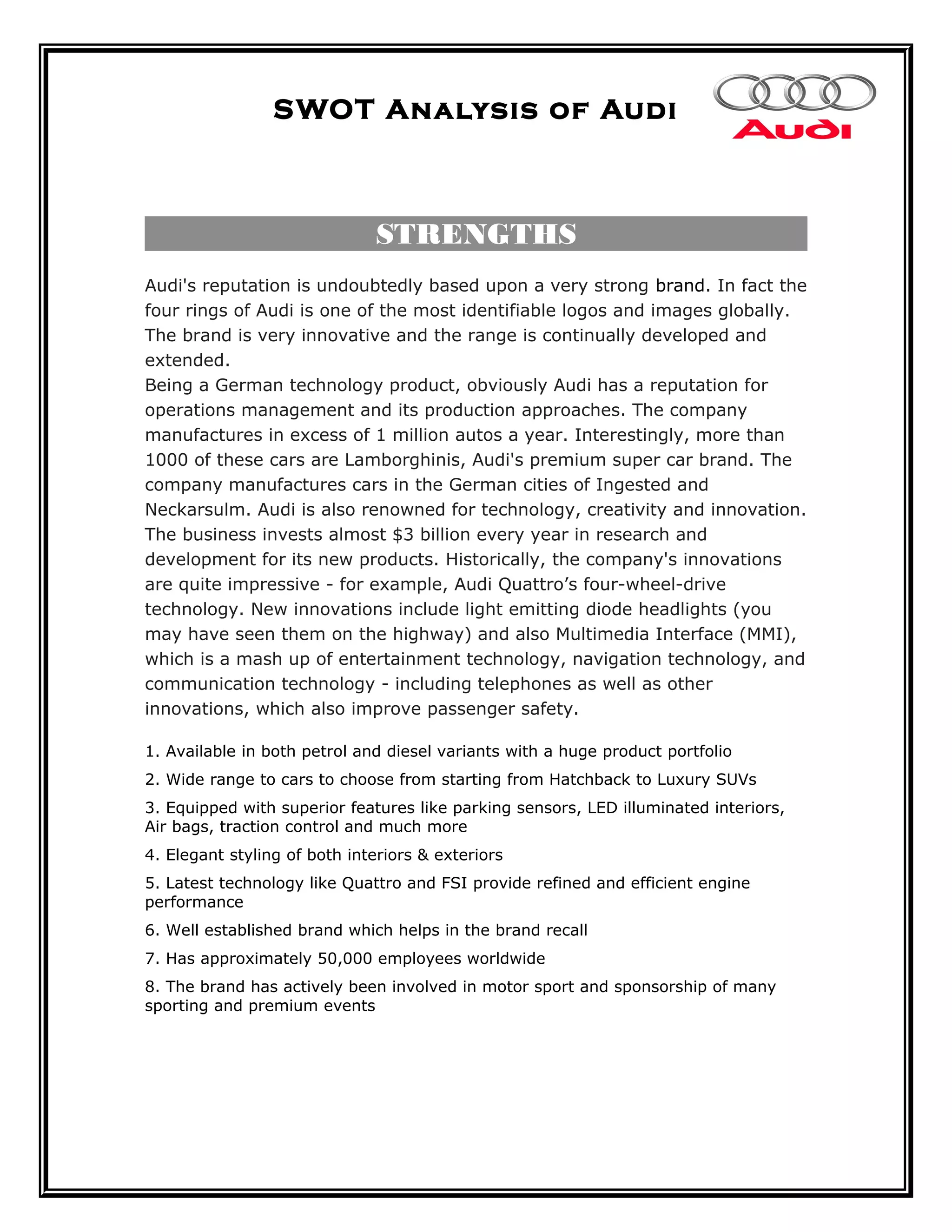 Audi swot analysis | DOC