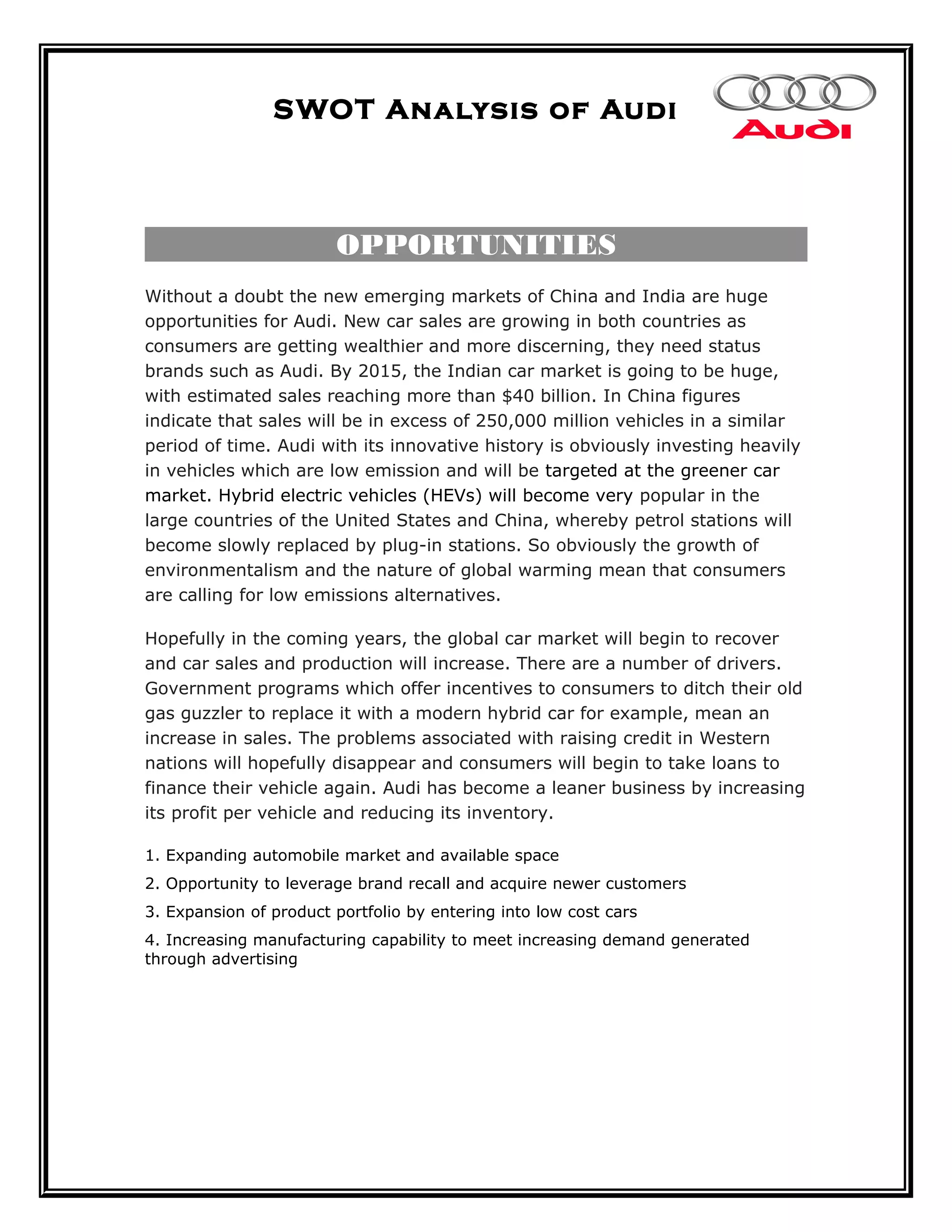 Audi swot analysis | DOC