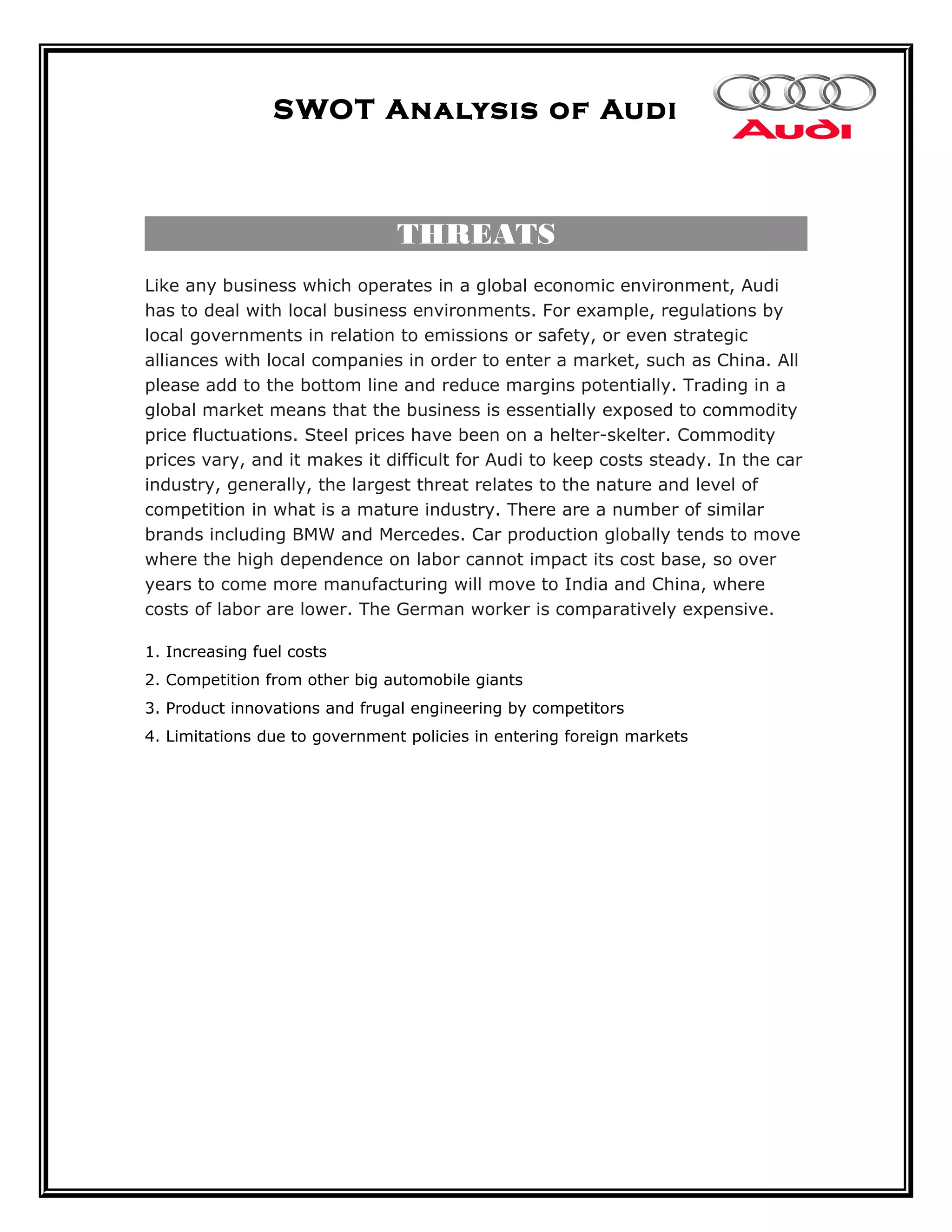 Audi swot analysis | DOC
