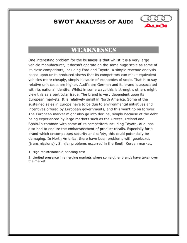 Audi swot analysis | DOC