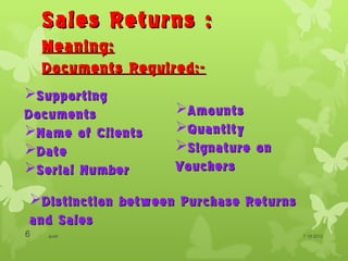 vouching sales return purchase return | PPT