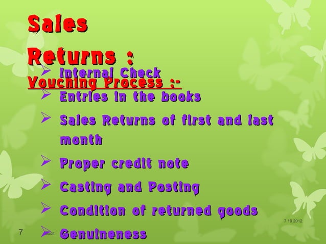vouching sales return purchase return | PPT
