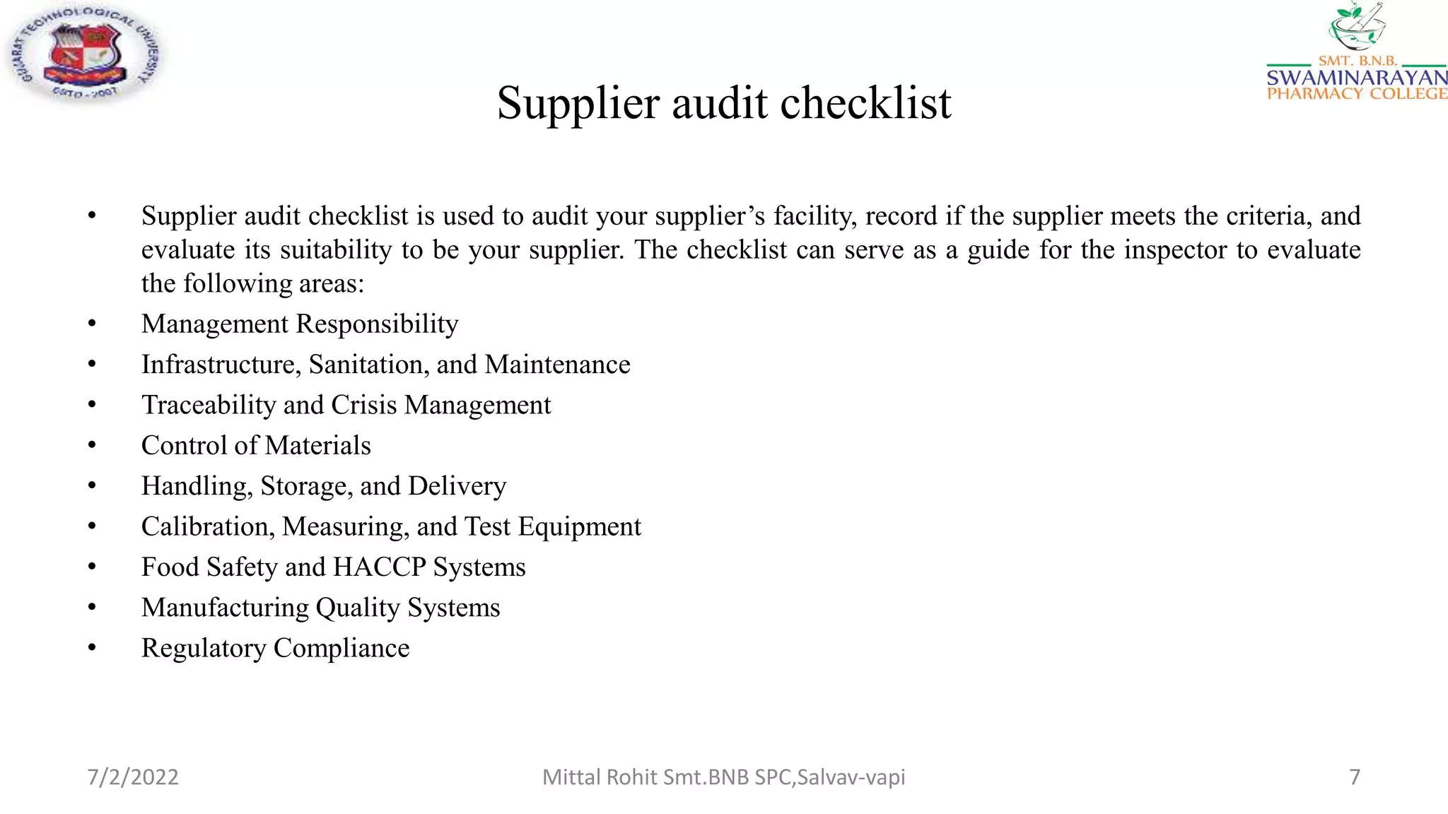 Auditing of capsule, sterile production and packaging | PPTX