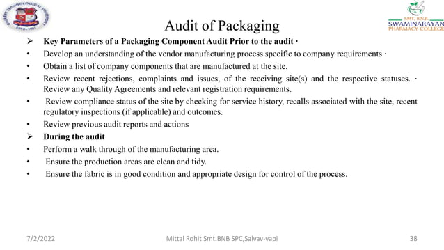 Auditing of capsule, sterile production and packaging | PPTX ...