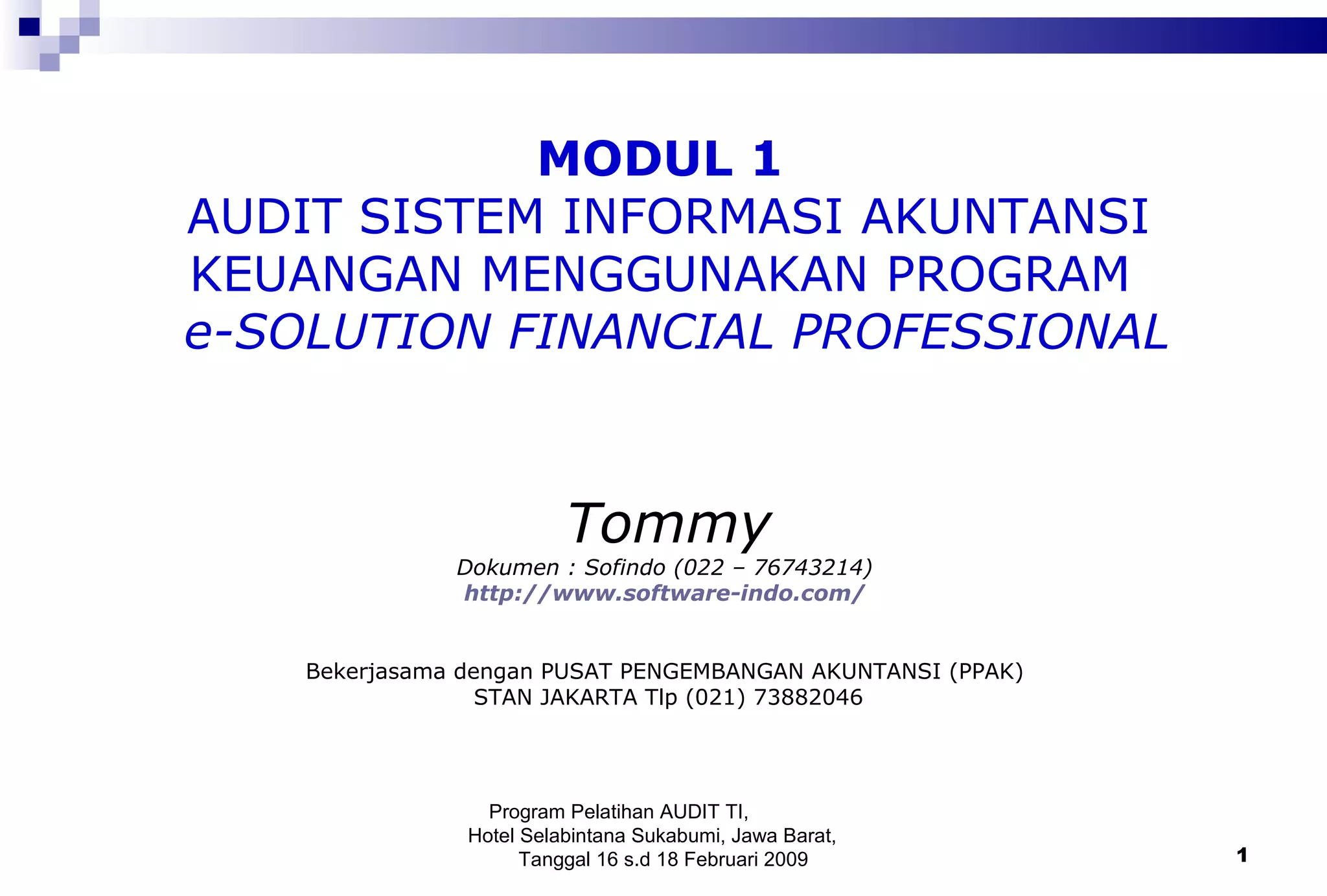 Audit Sistem Informasi Akuntansi Keuangan dg software e-solution ...