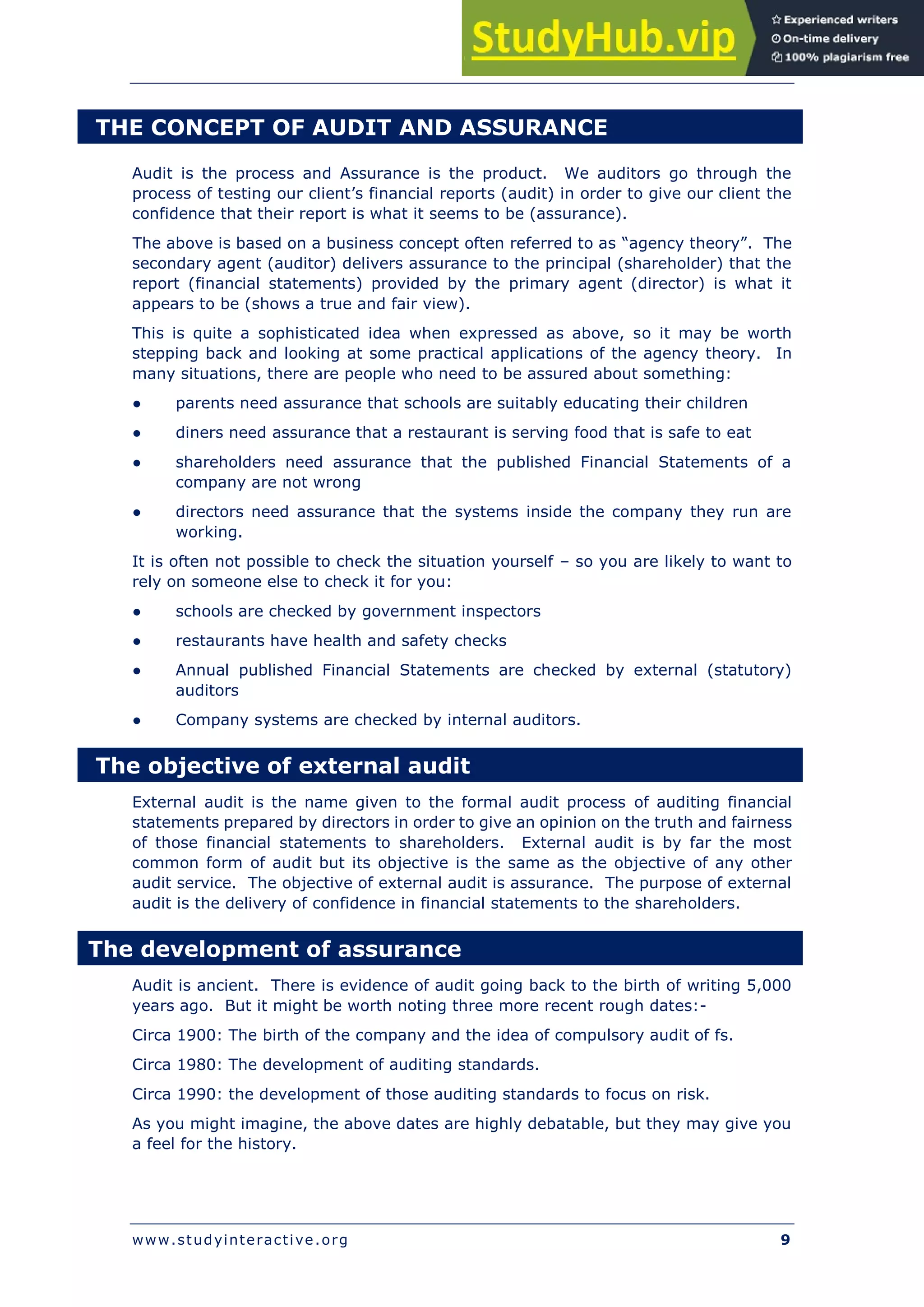 Audit And Assurance Class Notes | PDF