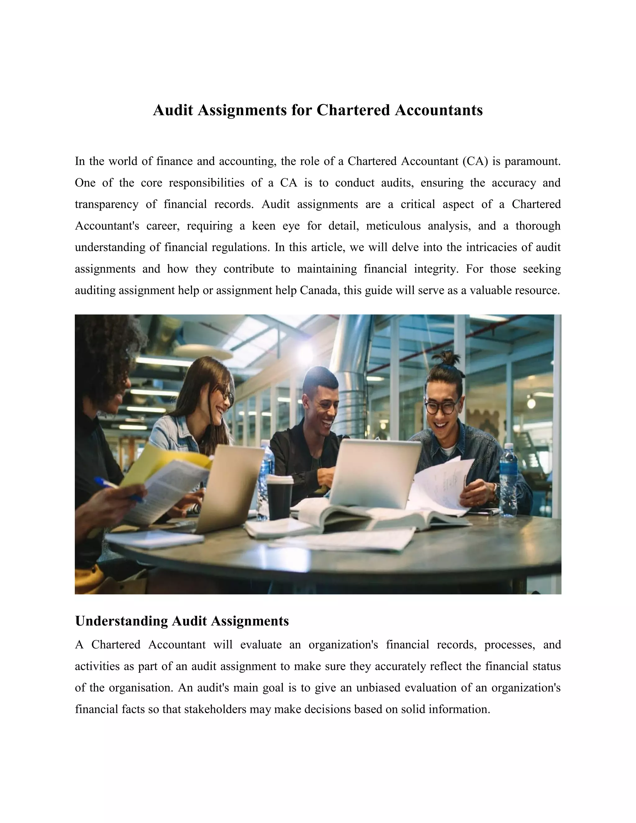 Audit Assignments for Chartered Accountants.pdf | Financial Regulation | Economy