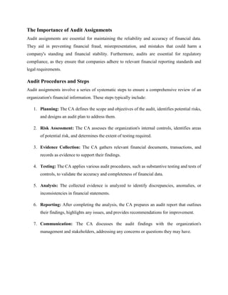 Audit Assignments for Chartered Accountants.pdf | Financial Regulation | Economy