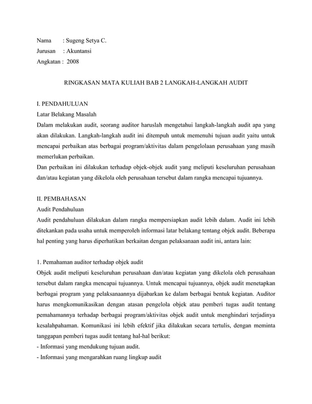 Audit bab 2 langkah langkah audit | PDF